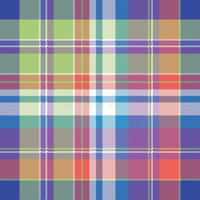 Madras Pixel Plaid Seamless Pattern Stock Vector - Illustration of ...