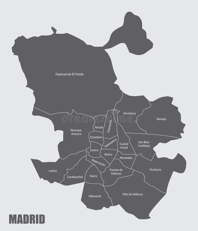 Madrid City Administrative Map Stock Vector - Illustration of ...