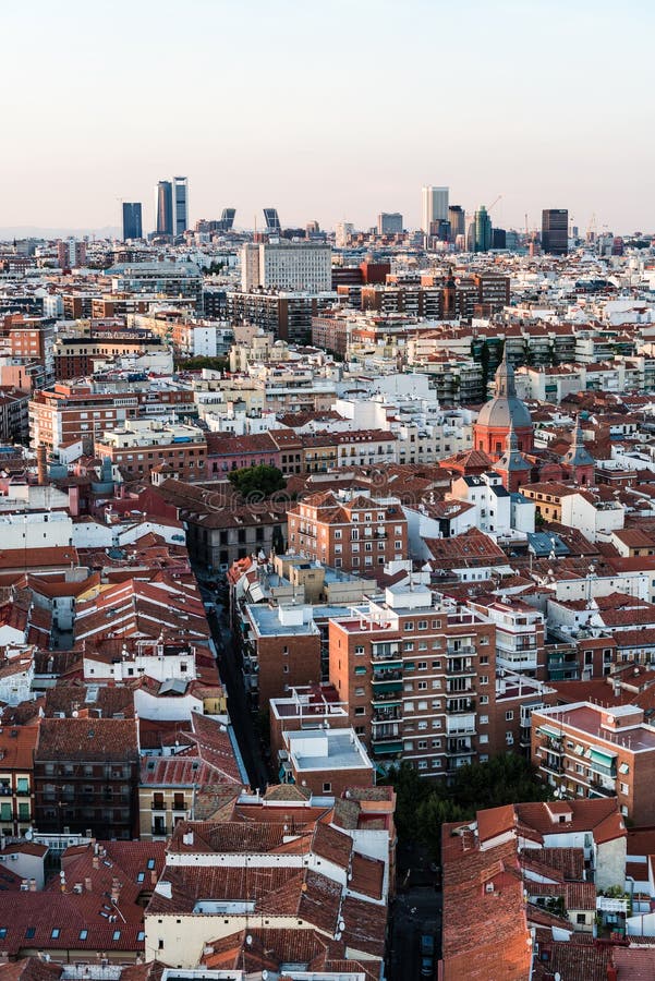 Madrid City Centre Aerial Panoramic View at Sunset Editorial Image ...