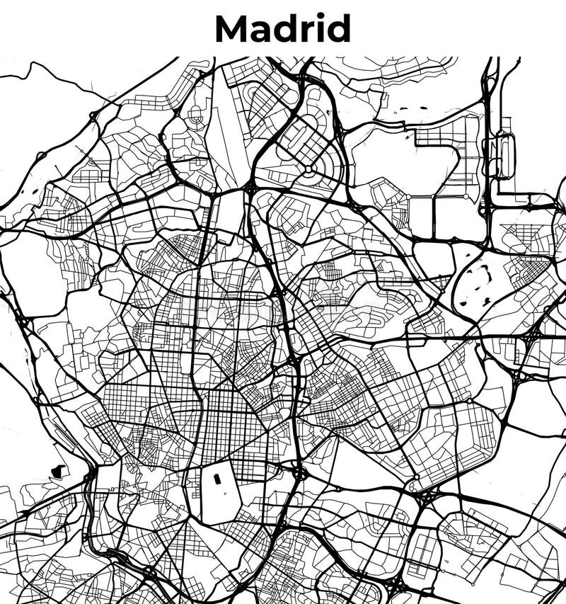 Madrid City Map, Cartography Map, Street Layout Map Stock Vector ...