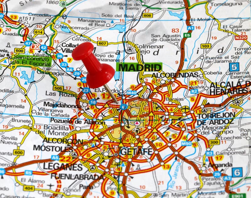 Madrid on a map stock photo. Image of tourism, pointer - 49605466