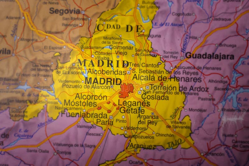 Madrid Highlighted on a Map of Spain Stock Photo - Image of symbol ...