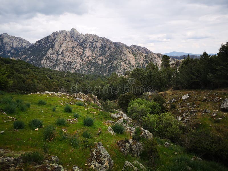 Madrid Mountains and Woods Landscape Stock Image - Image of blue, grass ...