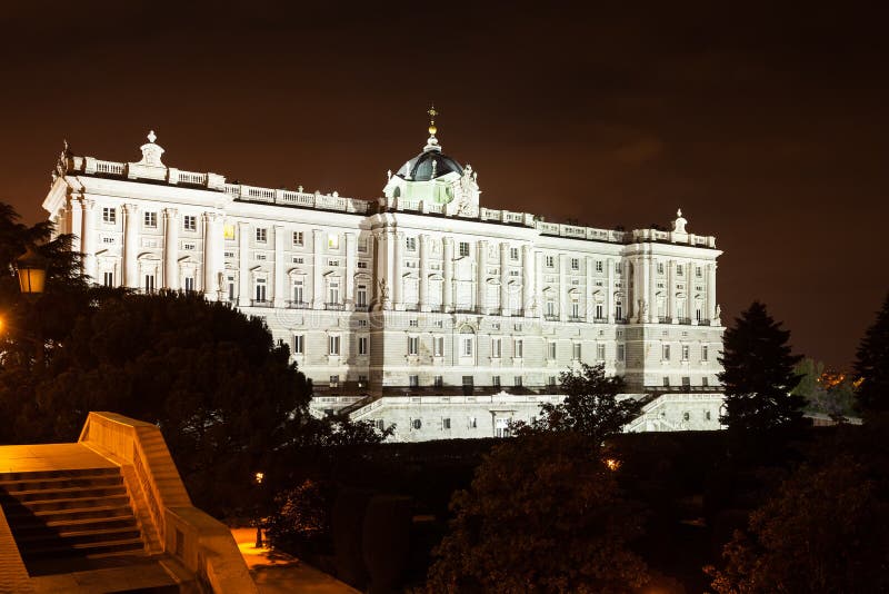 Madrid. Night View of Royal Palace Stock Image - Image of spain ...