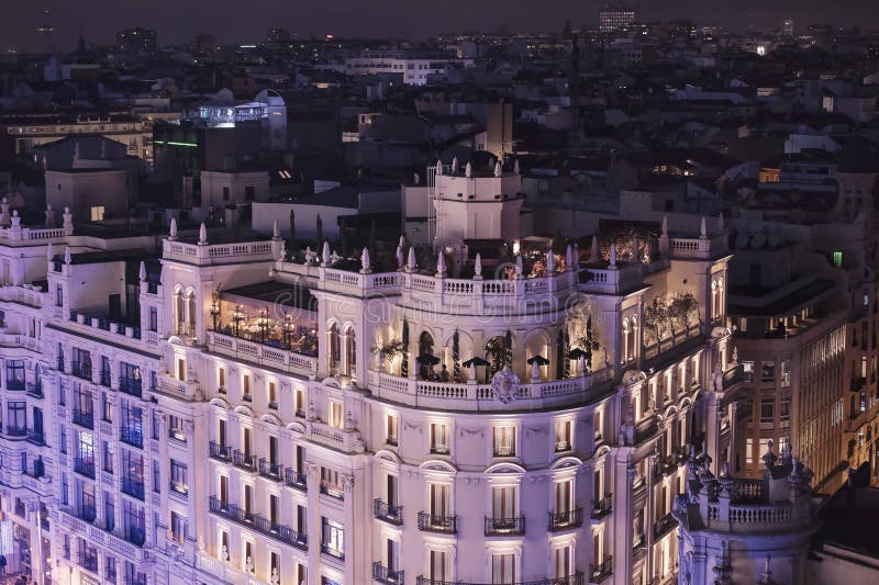 Madrid panoramic view stock image. Image of modern, illuminated - 65325957