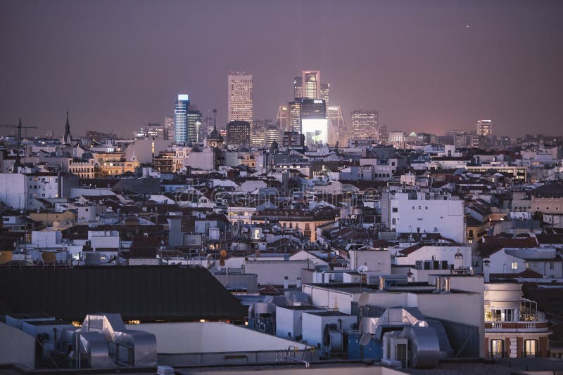 Madrid panoramic view editorial image. Image of architecture - 65325825