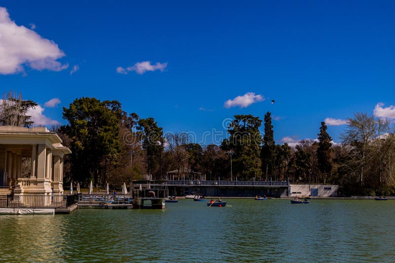 Madrid Park Retiro Spring Landscape with Water Stock Photo - Image of ...
