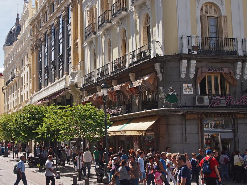 Madrid Pedestrian Mall editorial stock photo. Image of shopping - 77307068