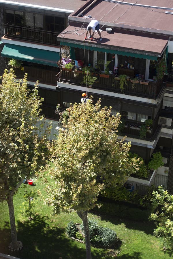 Madrid, Sapin - September, 04, 2019: Elevated View of Work at Height ...