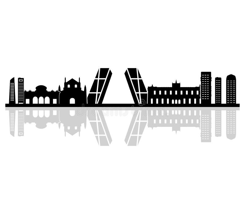 Madrid Spain Skyline Black And White Silhouette. Stock Vector ...