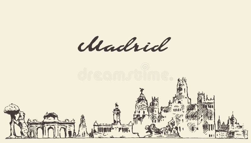 Madrid Skyline Vector Hand Drawn Sketch Stock Vector - Illustration of ... Madrid Skyline Vector Hand Drawn Sketch Stock Vector - Illustration of ...