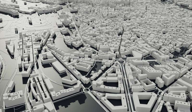 Madrid, Spain City Map Aerial View. Minimal Design Stock Illustration ...