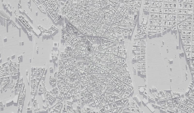 Madrid, Spain City Map Aerial View. Minimal Design Stock Illustration ...