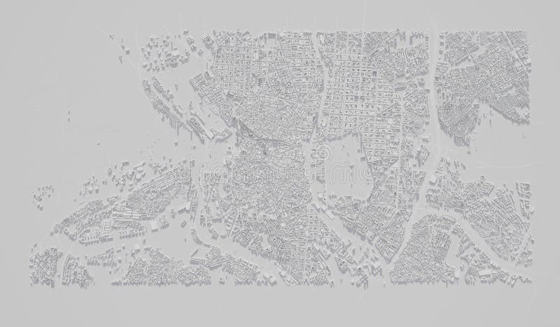 Madrid, Spain City Map Aerial View. Minimal Design Stock Illustration ...