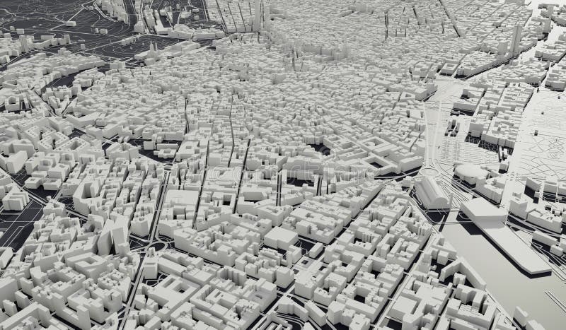 Madrid, Spain City Map Aerial View. Minimal Design Stock Illustration ...