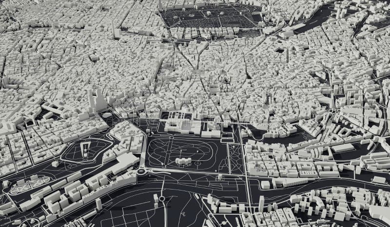 Madrid, Spain City Map Aerial View. Minimal Design Stock Illustration ...