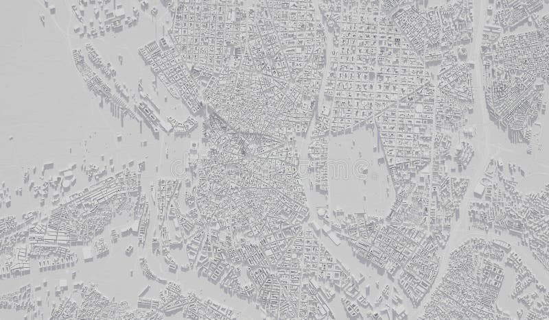 Madrid, Spain City Map Aerial View. Minimal Design Stock Illustration ...