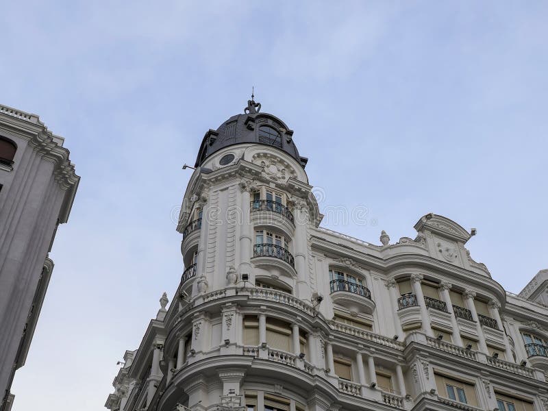 Madrid Spain Gran Via Building Stock Photo - Image of downtown, famous ...