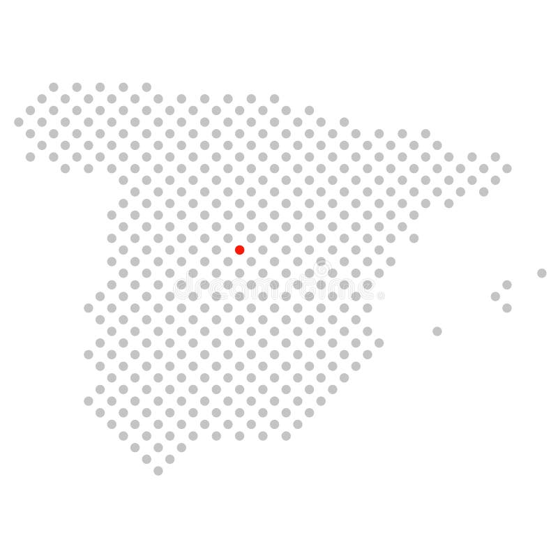 Madrid in Spain: Grey Dotted Map with Red Location Stock Illustration ...