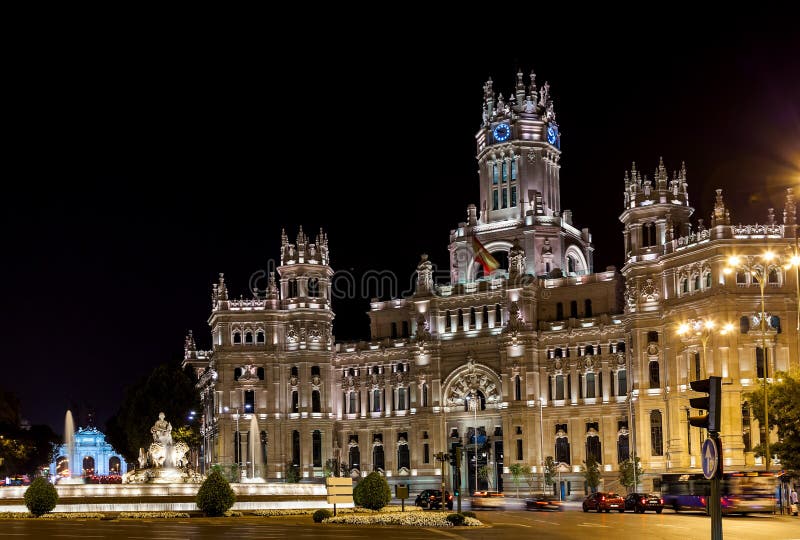 Madrid Spain at night stock photo. Image of house, cascade - 71880208