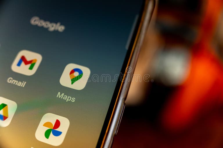 Screen of a Mobile Phone with Google Application Google Map Editorial ...