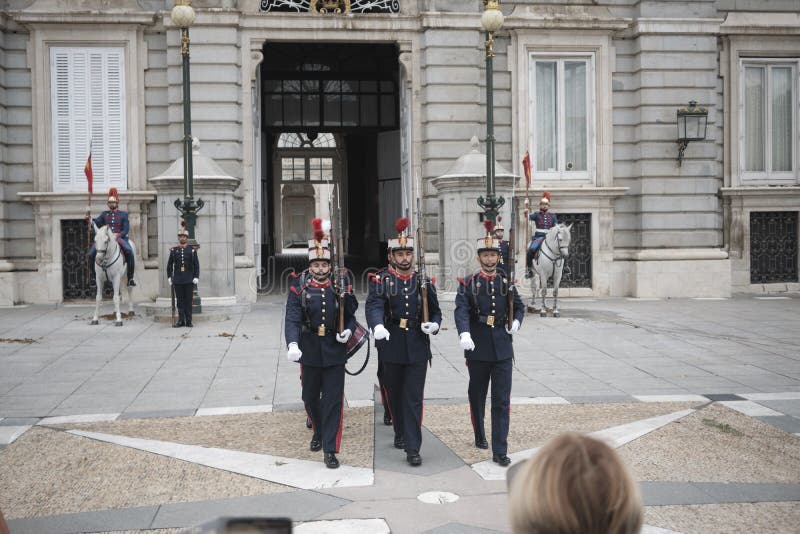 Madrid Spain - SEPT, 2019: Changing the Guard Ceremony at the Royal ...