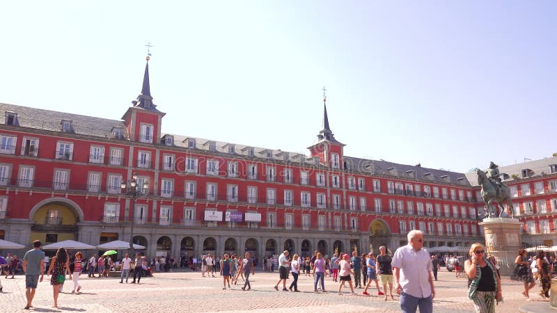 Madrid, Spain - September 30, 2018. Crowded Famous Plaza Mayor Square ...