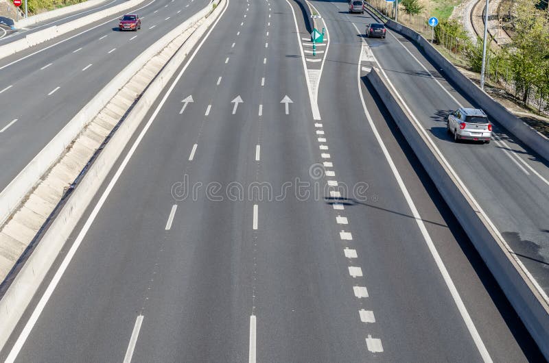 View from Above of a Motorway Passing through Madrid, Spain Editorial ...