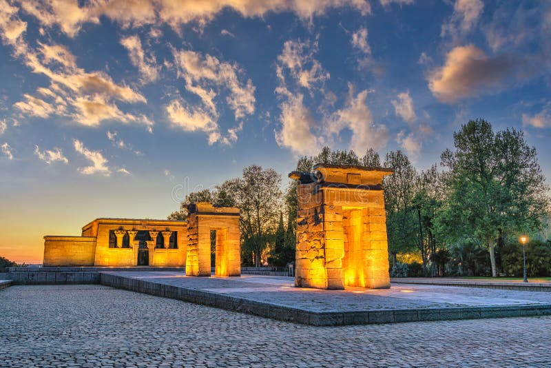 Madrid Spain, Sunset at Temple of Debod Stock Photo - Image of temple ...
