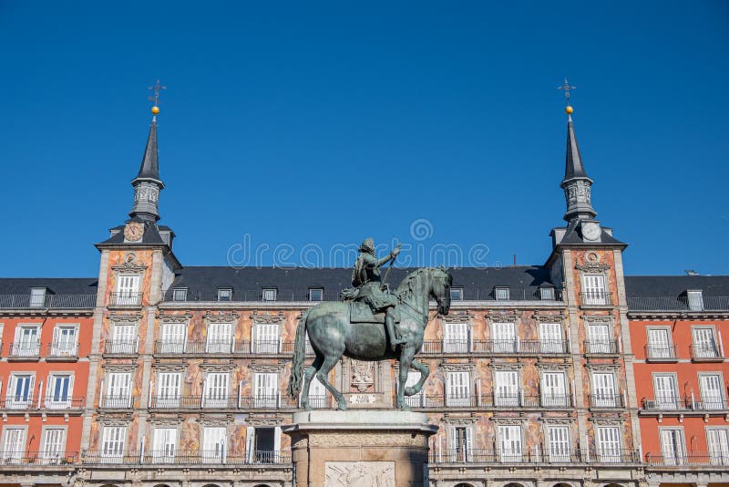 Madrid, Spain - 01 16 2022: View of a Part of the Main Square in Madrid ...