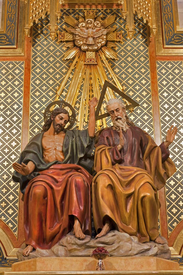 Madrid - Statue of Holy Trinity from Side Altar of Almudena Cathedral ...