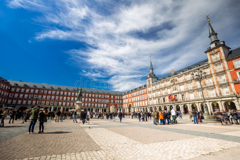 Madrid in Summer at Plaza Mayor , Spain Editorial Stock Photo - Image ...