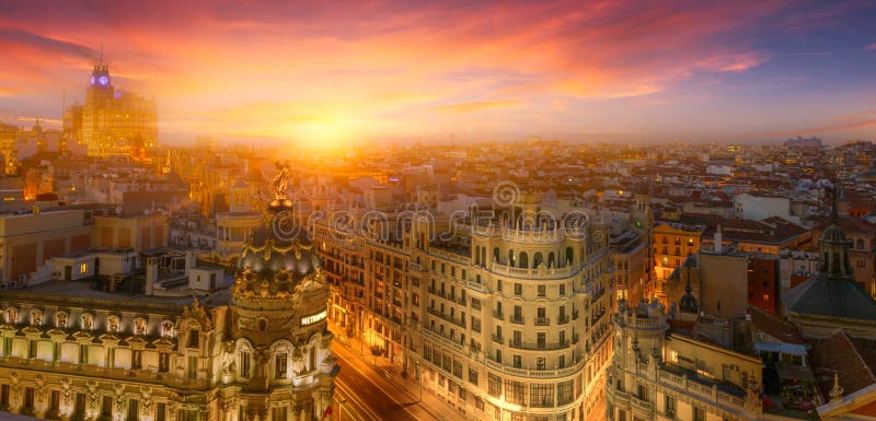 Madrid, sunset editorial image. Image of roof, destination - 63156800