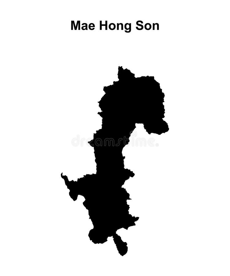 Mae Hong Son outline map stock vector. Illustration of territory ...