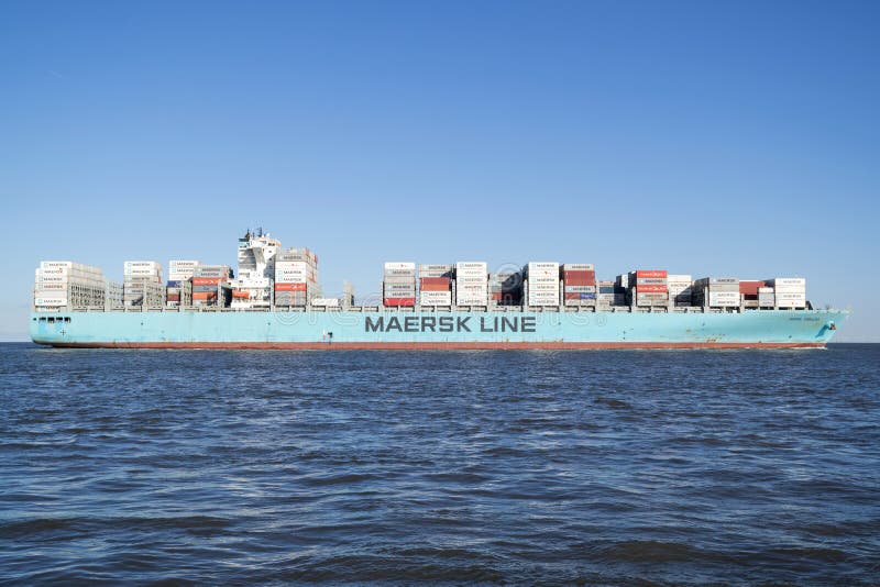 MAERSK GIBRALTAR on the River Elbe Editorial Image - Image of economic ...