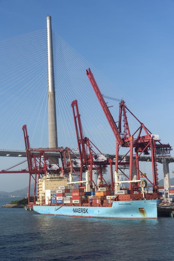 Maersk Owned Cargo Container Ship Nakskov Maersk In Hong Kong
