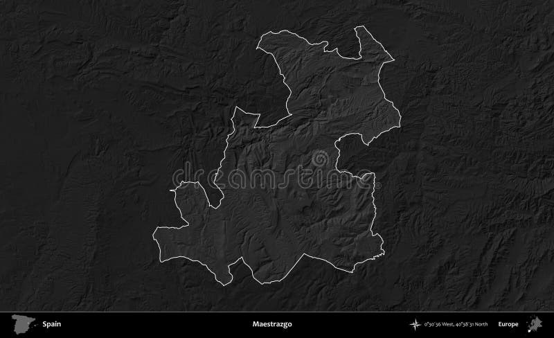 Maestrazgo Highlighted, Spain. Grayscale Stock Illustration ...
