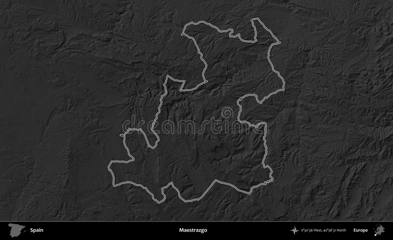 Maestrazgo Outlined, Spain. Grayscale Stock Illustration - Illustration ...