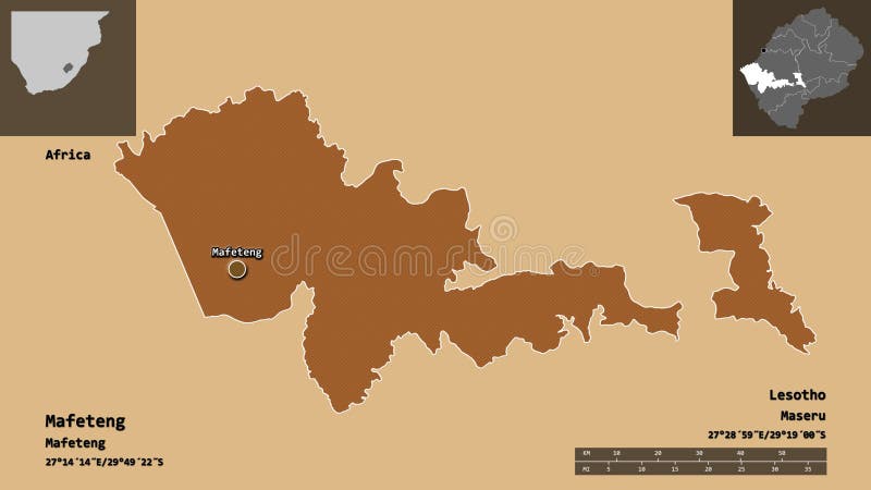 Mafeteng District Districts of Lesotho, Kingdom of Lesotho Map Vector ...