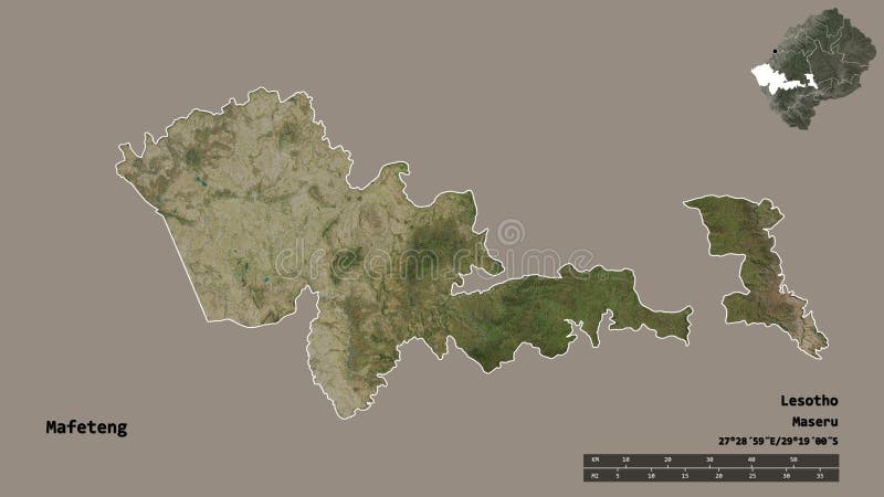 Mafeteng, District of Lesotho, Zoomed. Satellite Stock Illustration ...