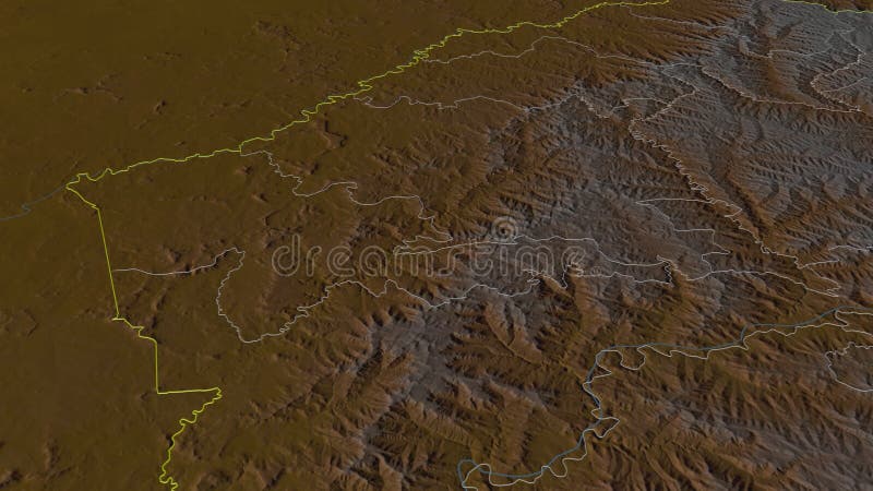 Mafeteng Extruded. Lesotho. Stereographic Relief Map Stock Video ...