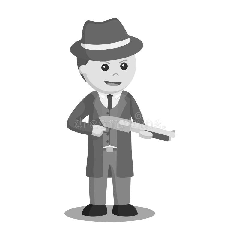 Mafia Character Profession Design Vector Black and White Stock Vector ...