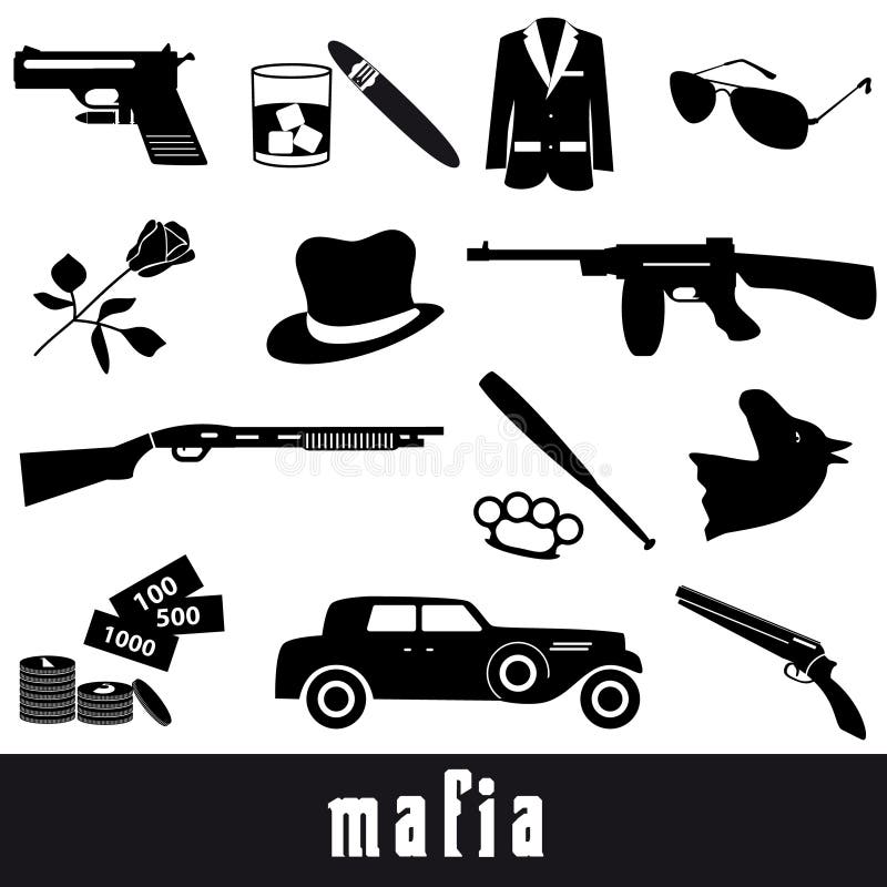 Mafia Criminal Black Symbols and Icons Set Eps10 Stock Vector ...