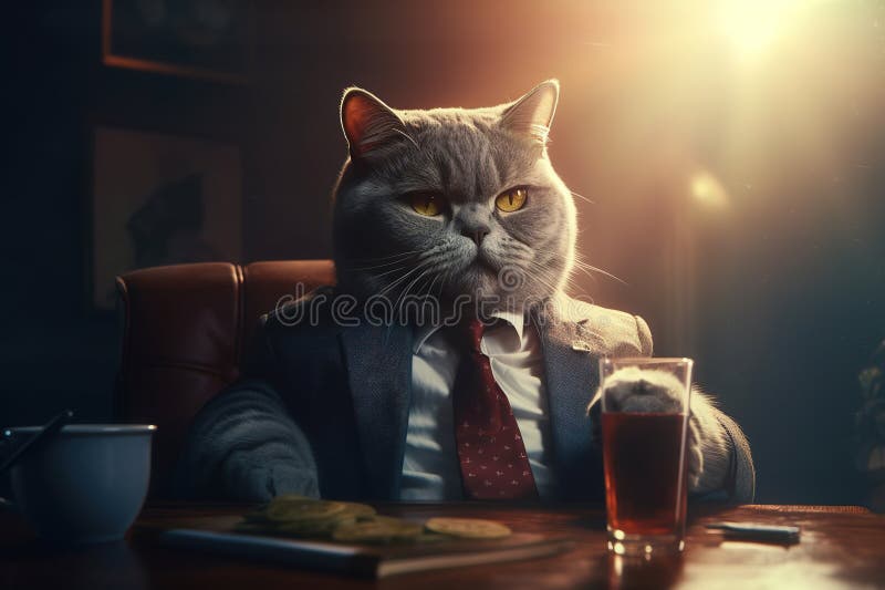 Mafia Leader Cat. by Generative AI Stock Illustration - Illustration of ...