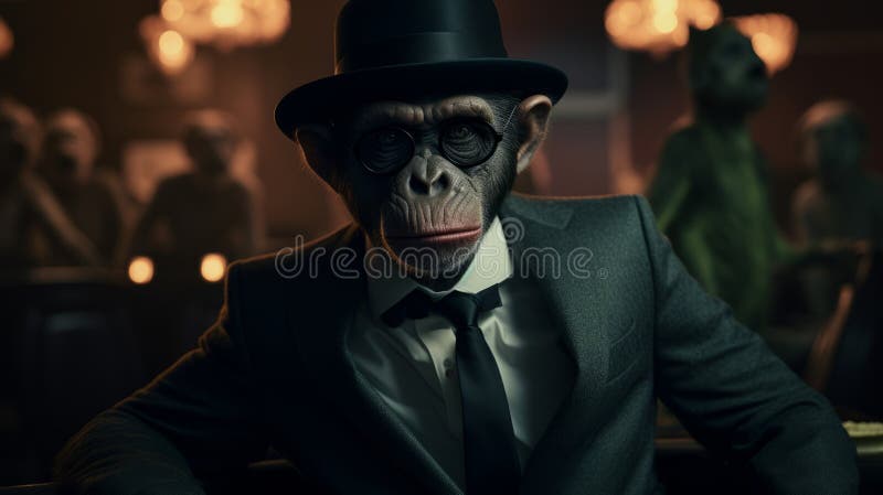 Mafia Monkey: a Surrealistic Cinematic Portrait in Ray Tracing Stock Illustration - Illustration ...