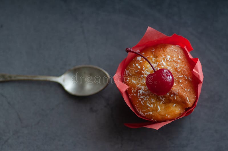 Mafina with Cherries in a Red Wrapper. Stock Photo - Image of bread ...