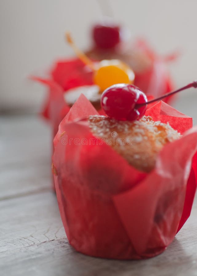 Mafina with Cherries in a Red Wrapper. Stock Image - Image of cooked ...