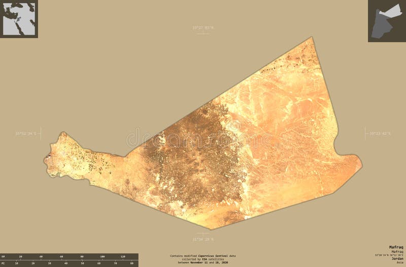 Mafraq, Jordan - Composition. Sentinel-2 Satellite Stock Illustration ...