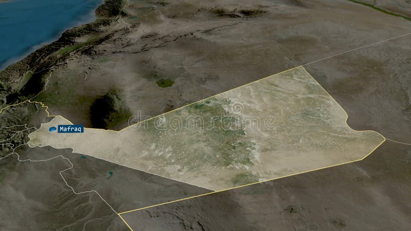 Mafraq, Jordan - Highlighted with Capital. Satellite Stock Illustration ...