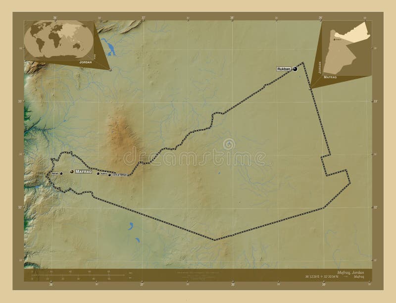 Mafraq, Jordan. Physical. Labelled Points of Cities Stock Illustration - Illustration of capital ...